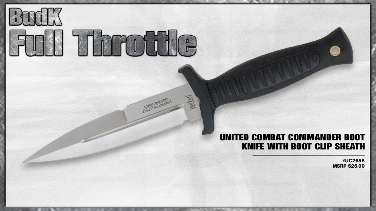 United Combat Commander Boot Knife with Boot Clip Sheath - YouTube
