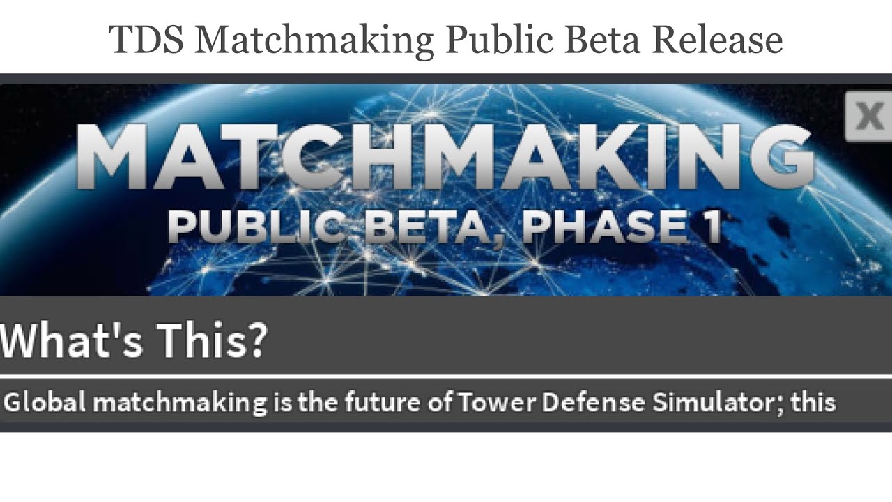 *NEW* TDS Matchmaking Public Beta Release! [Tower Defense Simulator ...