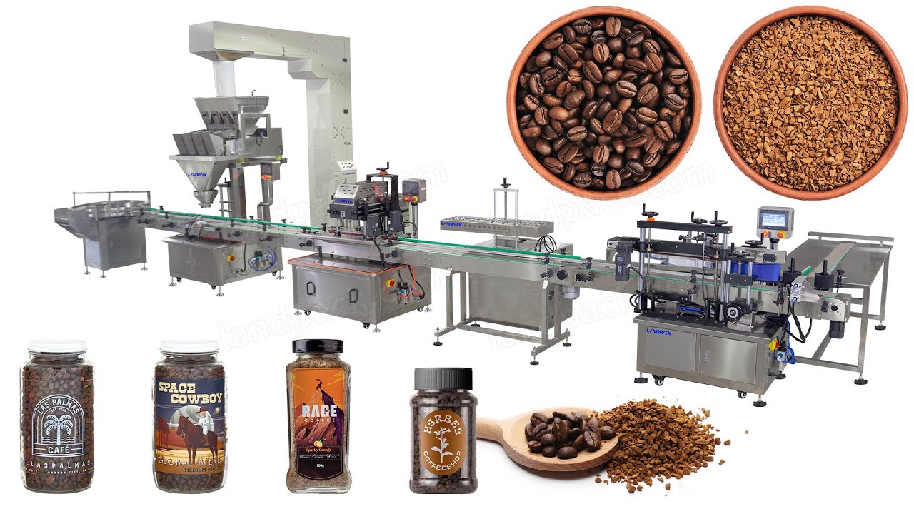 Automatic Coffee Bean Granule Square Round Bottle Filling Capping ...
