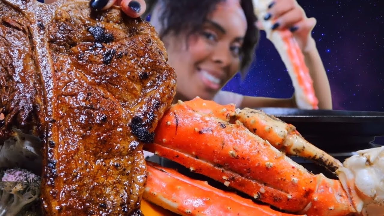 HUGE KING CRAB MUKBANG | STEAK MUKBANG | SEAFOOD BOIL MUKBANG | ASMR ...
