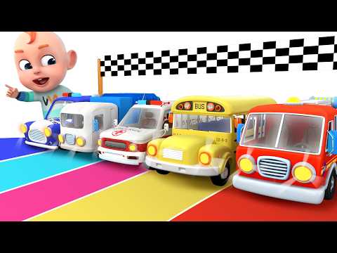 Police Car, Fire Truck, School Bus, Ambulance | Vehicles Song | Rosoo Nursery Rhymes & Kids Songs