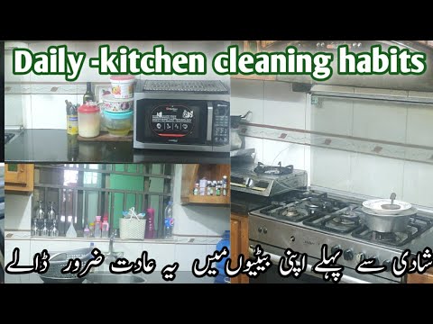 16- daily kitchen cleaning tips||daily habits kitchen cleani.g routine ...