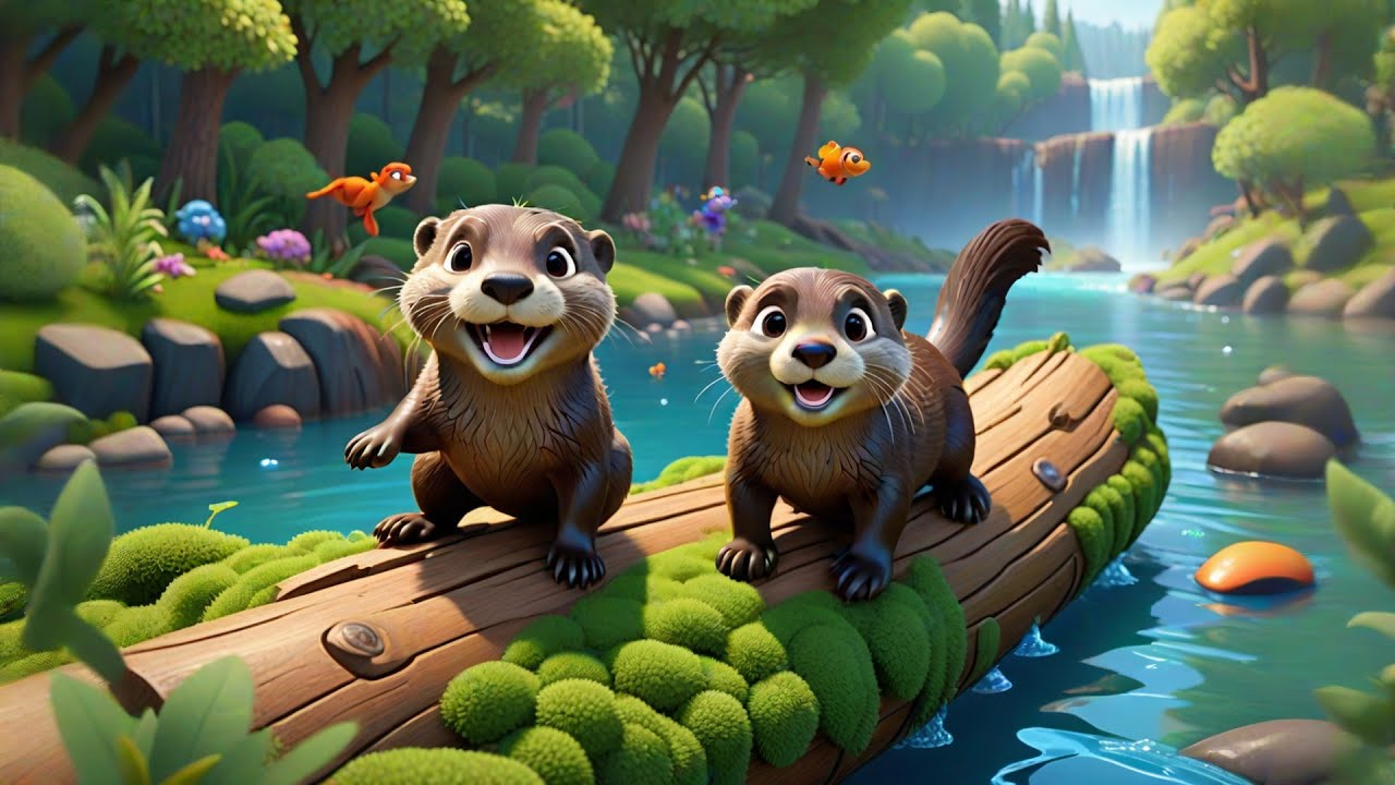 Two Silly Otters Splash and Slide | Otter Song for Kids | Nursery ...