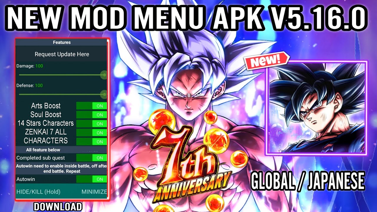 Dragon Ball Legends NEW MOD MENU APK v5.16.0 / 15+ Features / Max Arts ...