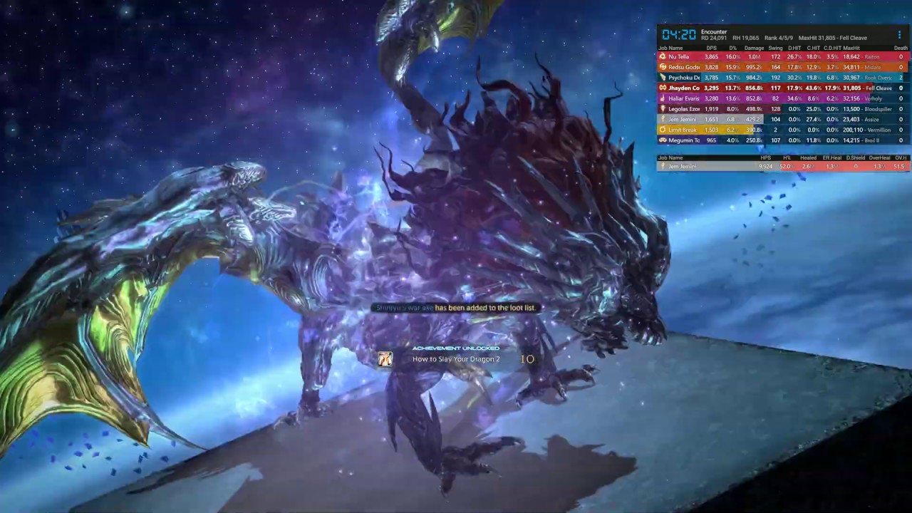 Final Fantasy XIV Shinryu EX clear 4K - YouTube