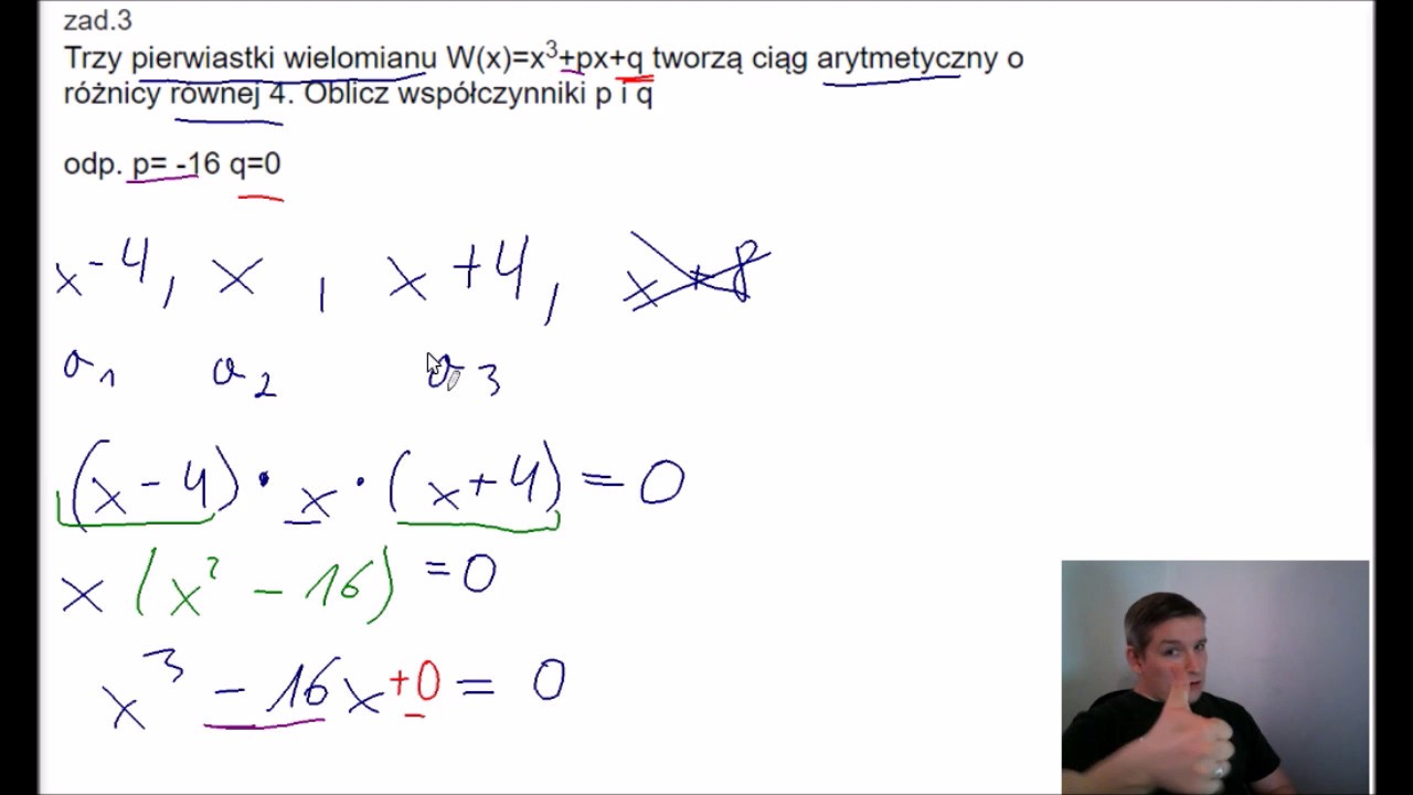  PR Trzy Pierwiastki Wielomianu W x x3 px q Tworz Ci g Arytmetyczny