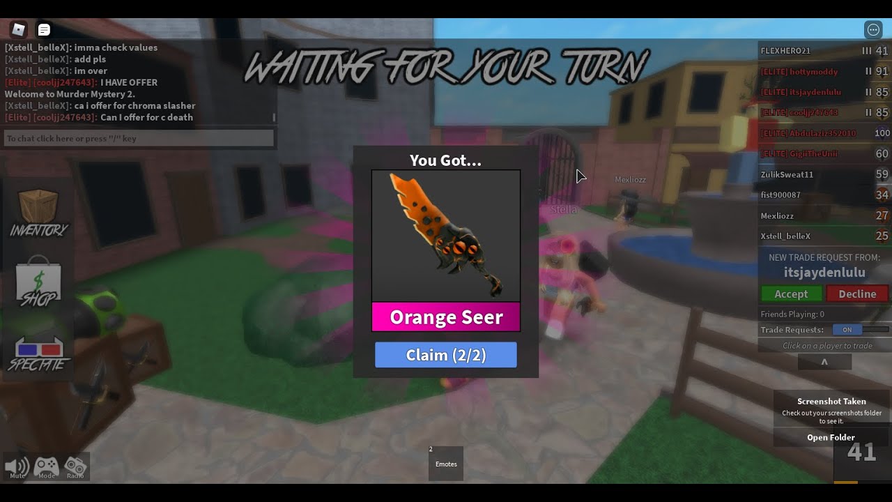Trading C Slasher for Death Shard and Orange Seer in MM2. - YouTube