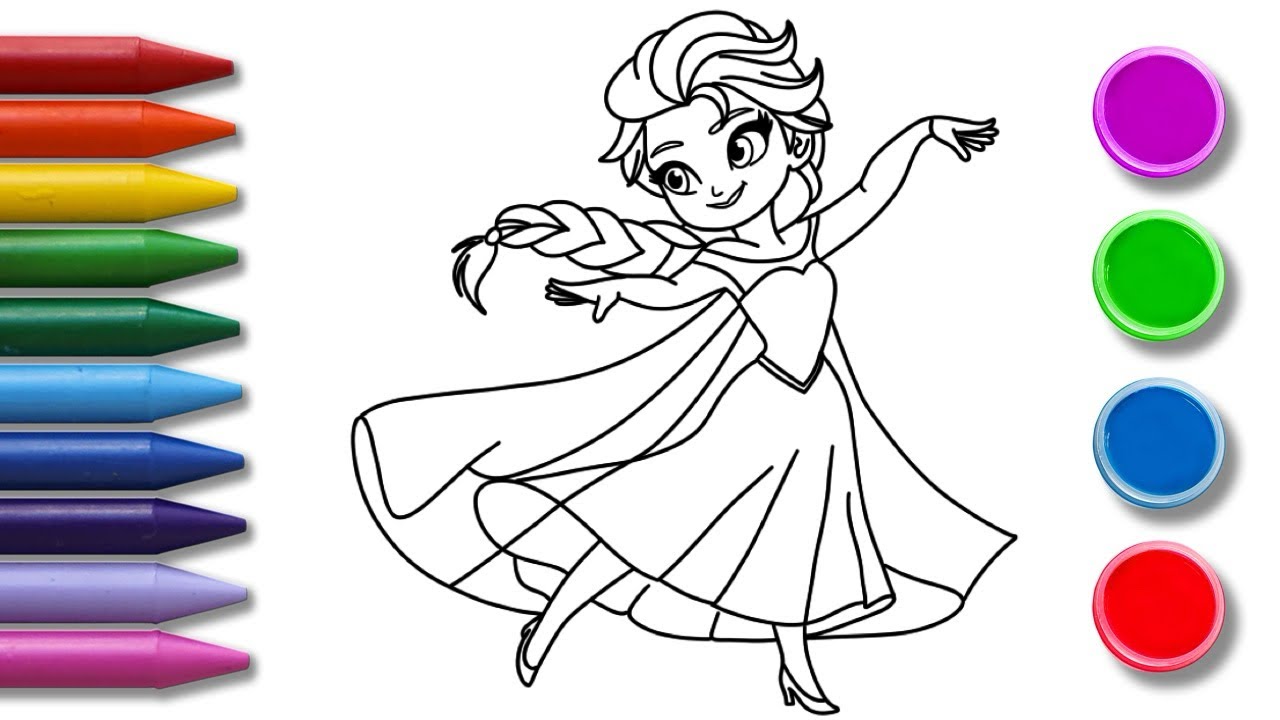 How to draw Cute Elsa from Frozen for kids - Disney Princess- Drawing ...
