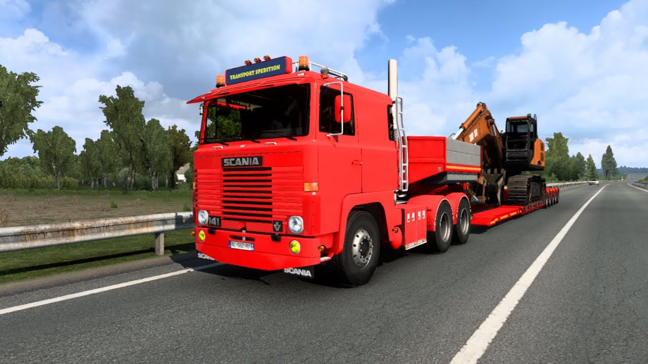 ETS 2 MOD (1.46) Scania 141 6x4 V8 Transport Excavator From Penevyzs to ...