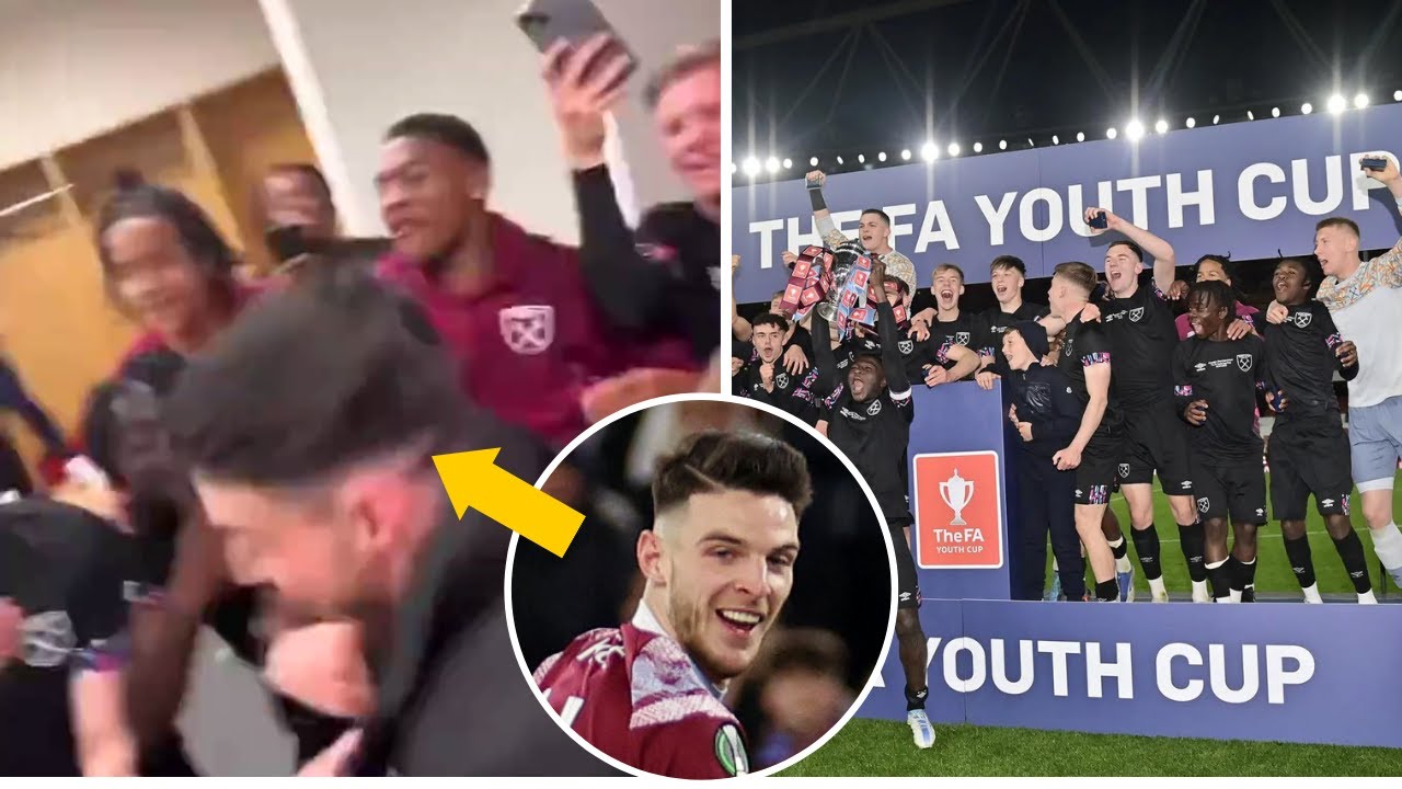 Declan Rice Gatecrashed West Ham U-18s FA Youth Cup Celebrations - YouTube