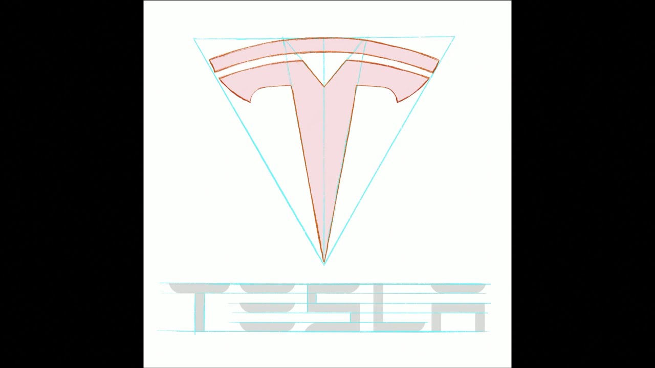 Draw the TESLA logo using geometric shapes - YouTube