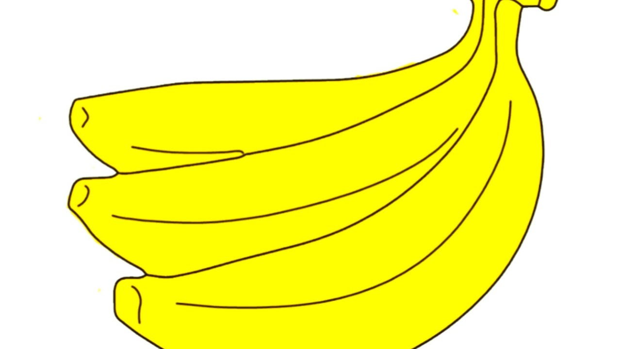 How to draw a banana step by step banana fruit drswing with colour for ...