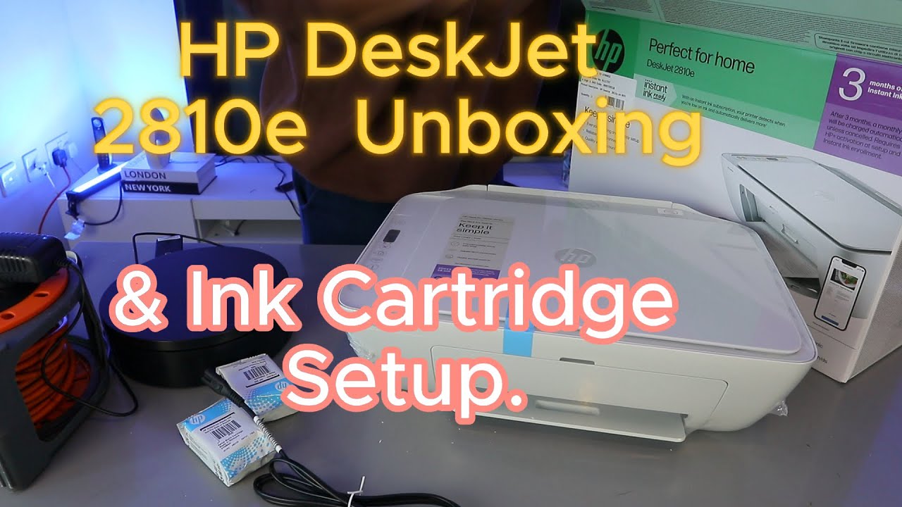 HP DeskJet 2810e Unboxing & Ink Cartridge Setup. - YouTube