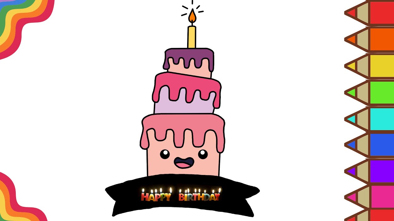 How to Draw a Happy Birthday Cute Cake in Less Than 5 Minutes - YouTube