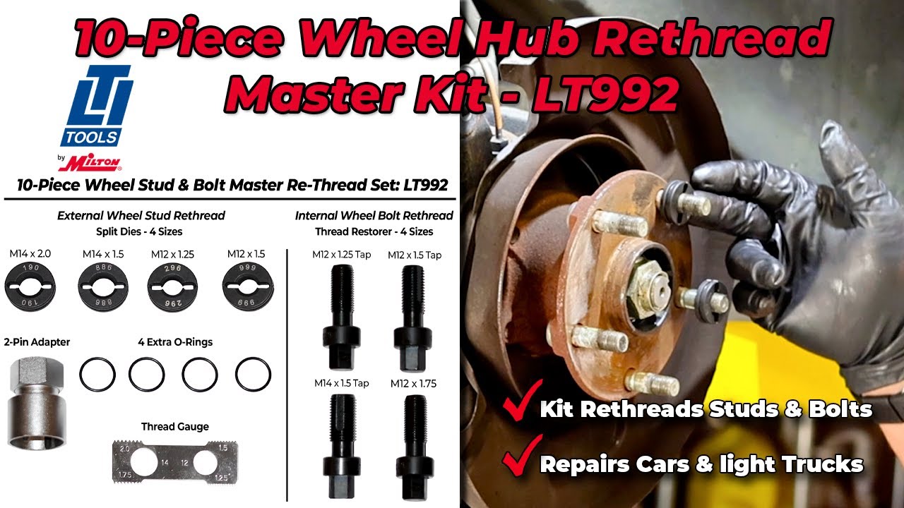 10-Piece Wheel Hub Master Rethread Kit for Damaged External Stud ...
