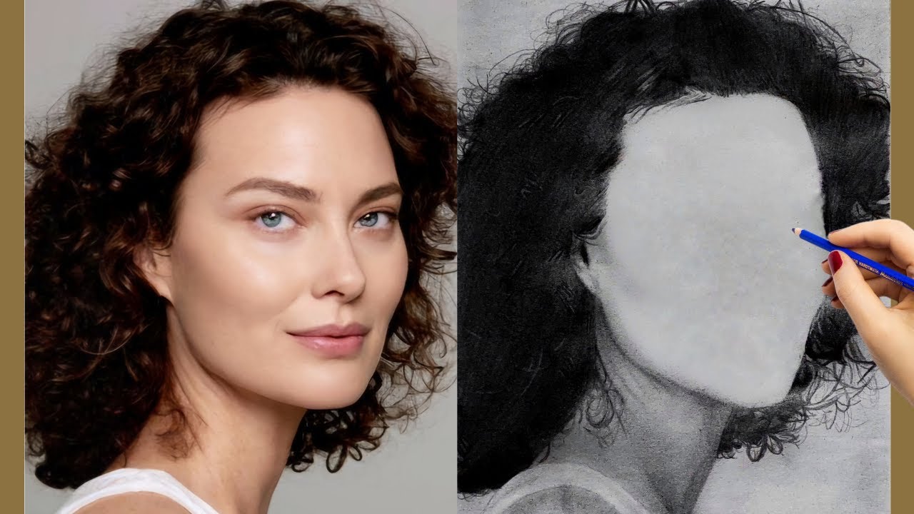 Realistic Portrait Drawing of Shalom Harlow | Step-by-Step Art - YouTube