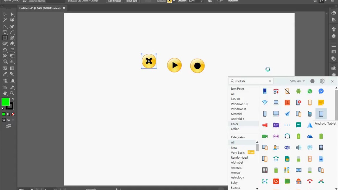 Using Symbols on Illustrator built-in / Icons8 - YouTube
