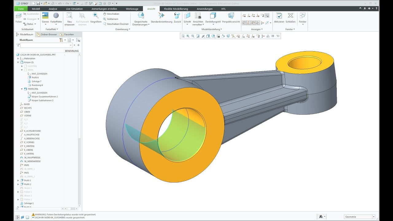 Creating a casted lever with Creo 7 and multi-body part design ...