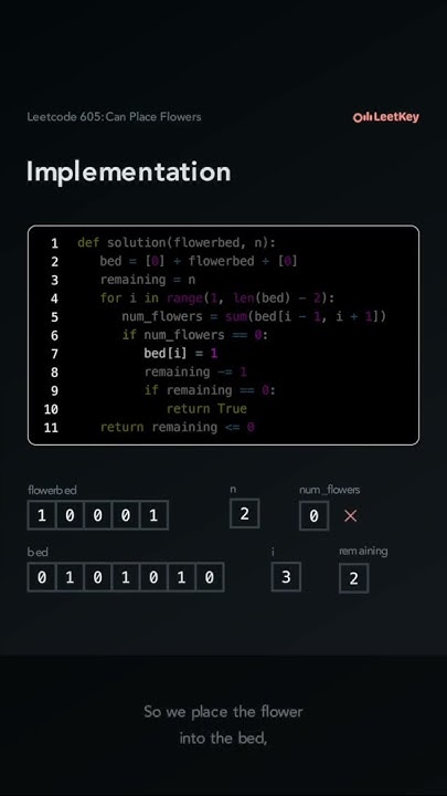 LeetCode 605 Can Place Flowers - YouTube