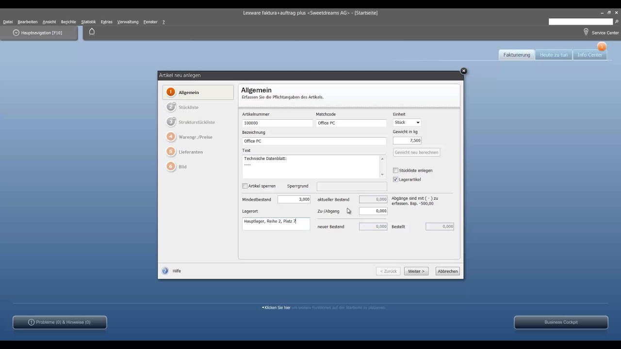 Artikelanlage in Lexware Faktura+Auftrag 2013 - YouTube
