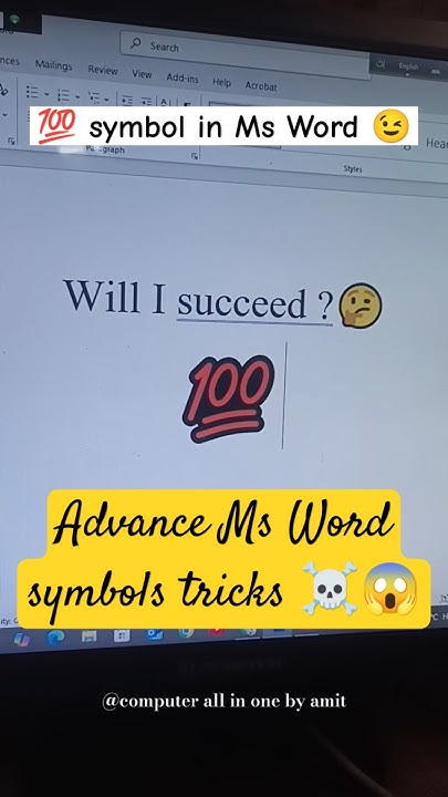 💯 symbol in Ms Word ☠️ Advance Ms Word tricks 😱🖥️#mswordtricks #shortcutkeys #computereducation ...