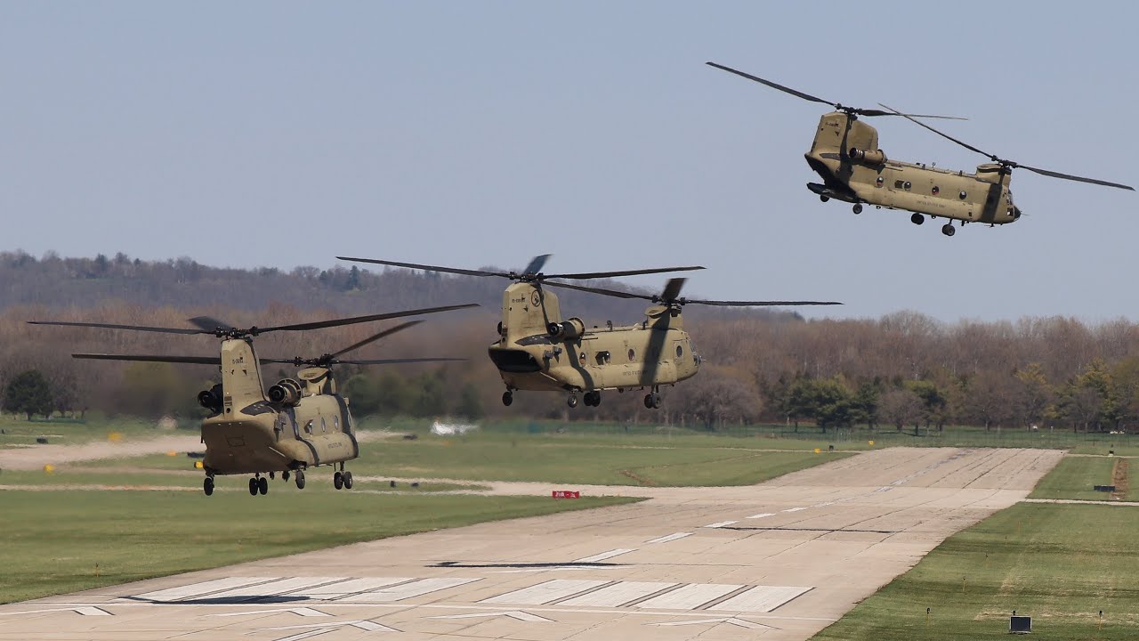 3 US Army CH74 Chinooks depart LUK! - YouTube