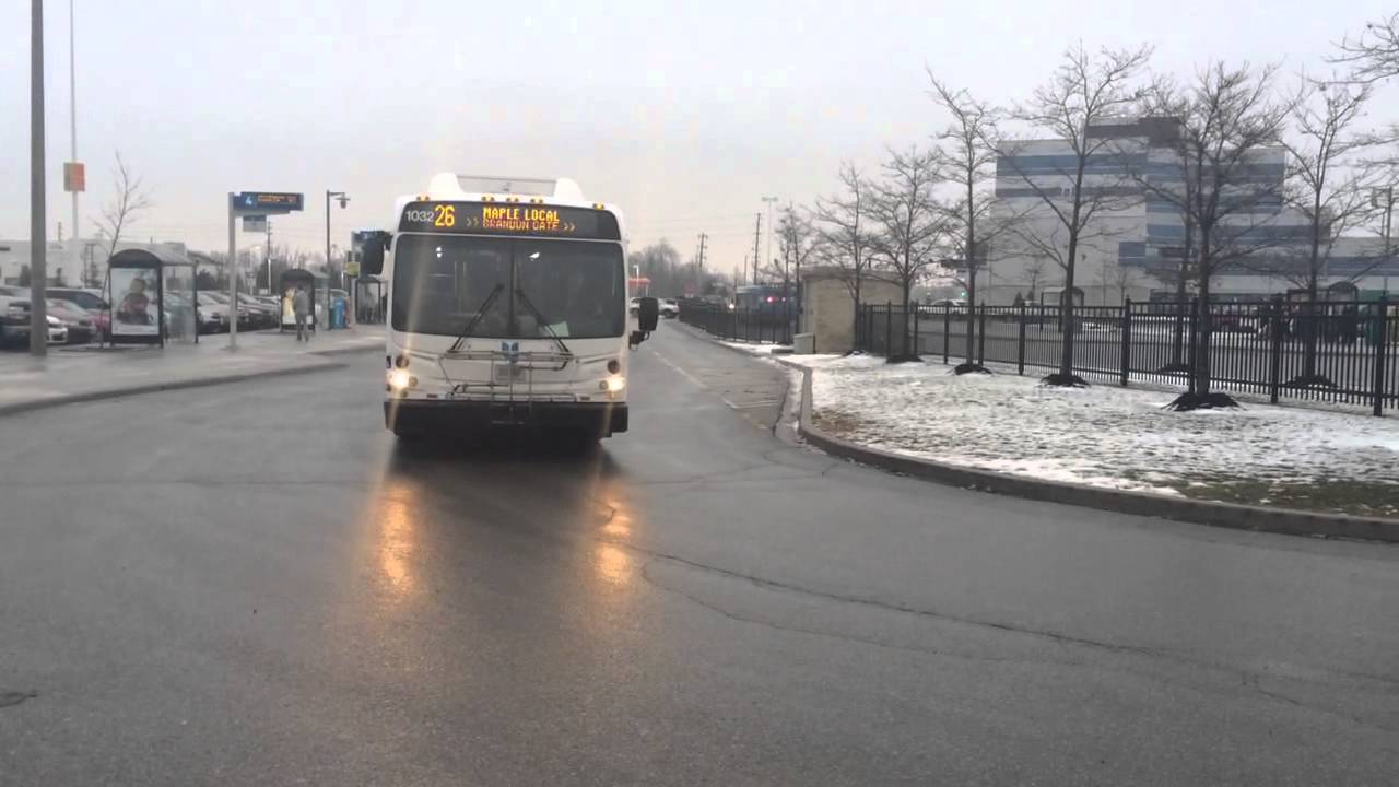 YRT D40LFR 1032 on Route 26 Maple Local departing Vaughan Mills - YouTube