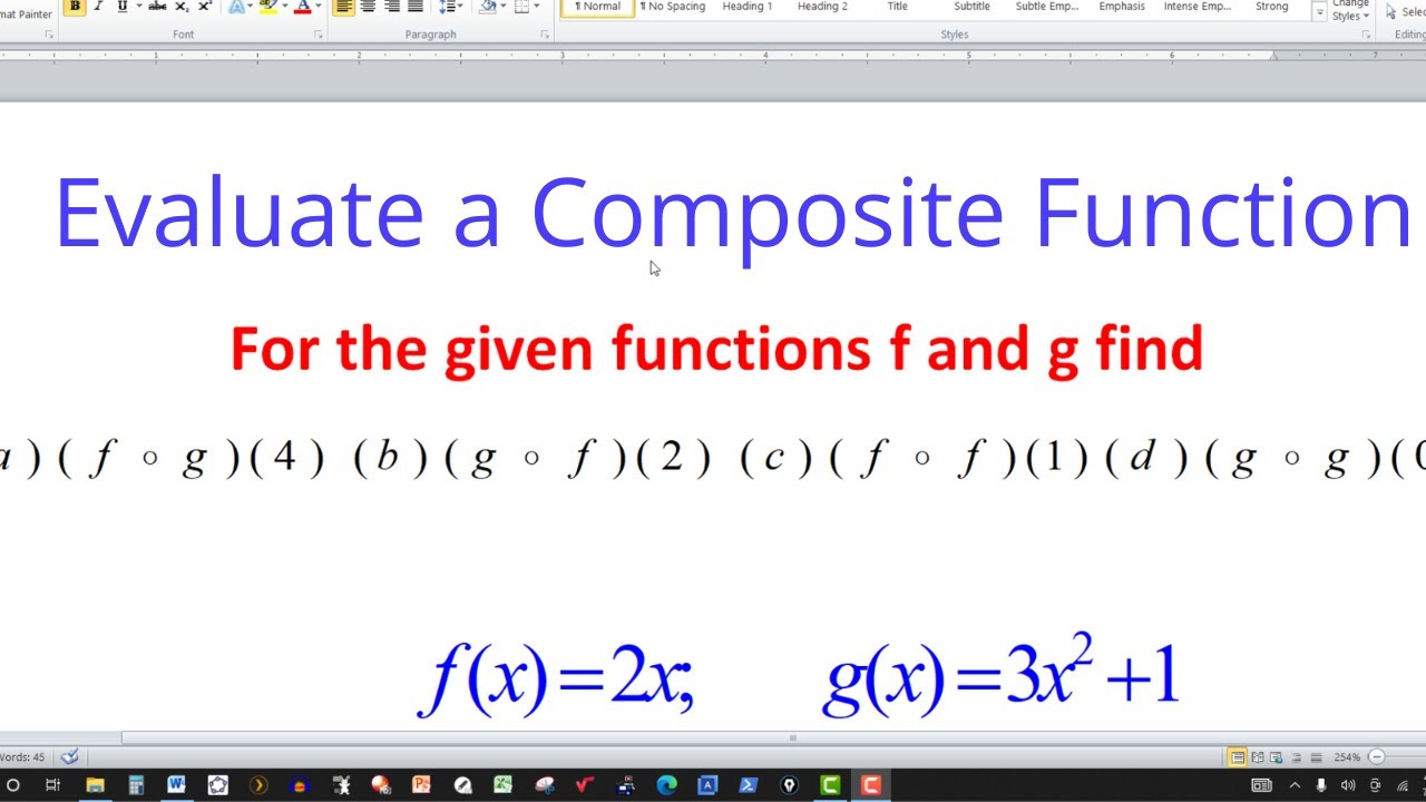 Evaluating a Composite Function - YouTube