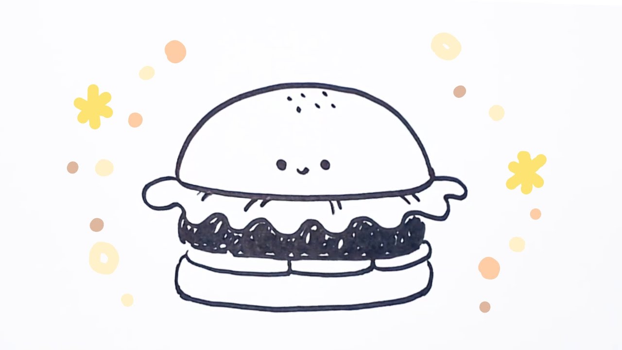 How to Draw a Cute Hamburger Step-by-step Easy Food Drawing Marker ...