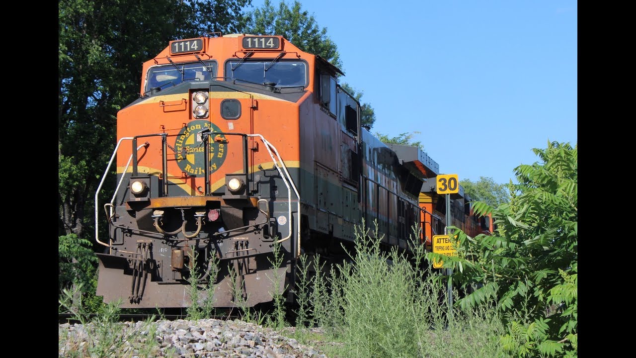 Rare H1 BNSF Leads 23k - Ft. Burned BNSF Dash 9 + Awesome Santa Fe K3LA ...