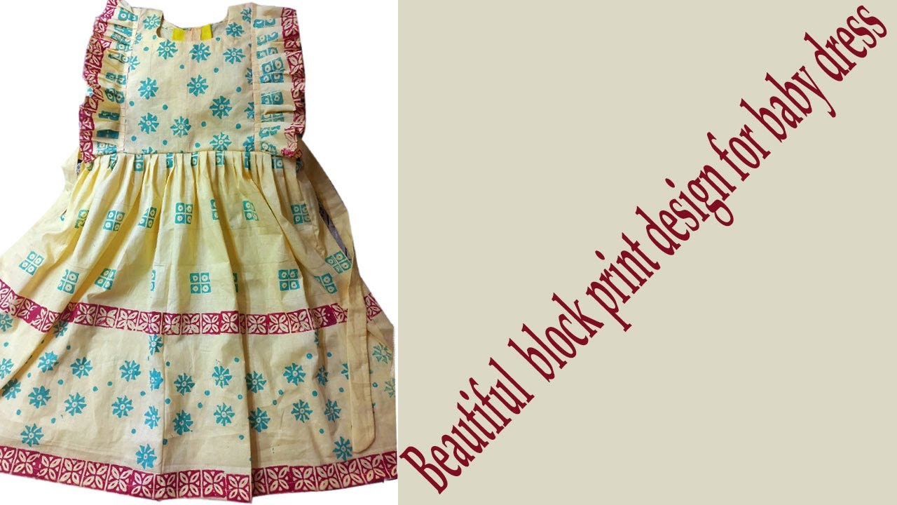 Latest and beautiful block print design for a baby dress - YouTube
