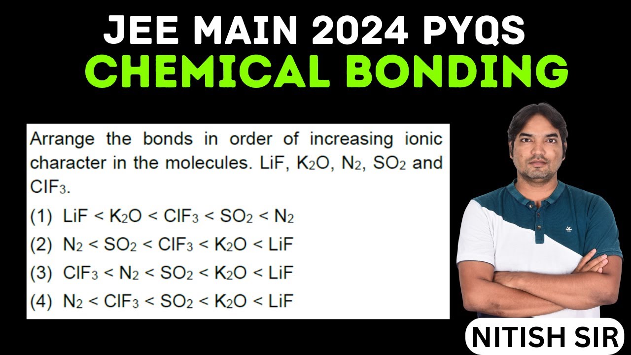 Arrange the bonds in order of increasing ionic character in the ...
