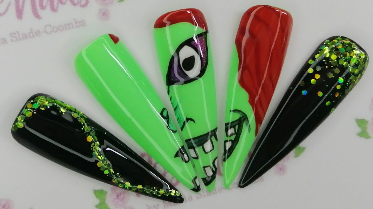Halloween Cartoon witch! Gel polish nail art! - YouTube