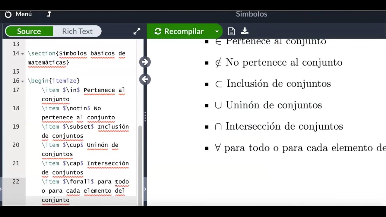 TECNM Símbolos básicos de matemáticas y Conjuntos de Números con Latex ...