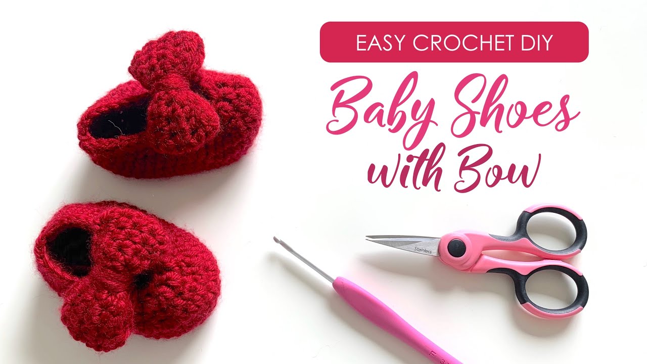Crochet Baby Mary Jane Shoes with Bow || Easy DIY Tutorial + Free ...