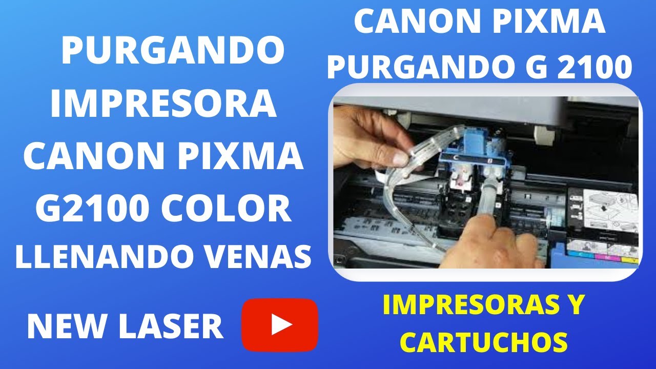 LLENANDO DUCTOS TINTA CANON PIXMA G 2100, PURGANDO IMPRESORA CABEZAL ...
