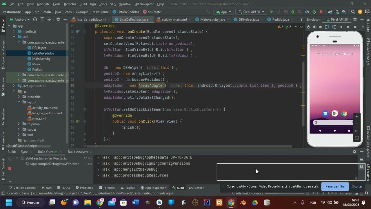 Parte 7 - Carregamento de um ArrayList de Pedidos para uma ListView de uma nova Activity - YouTube