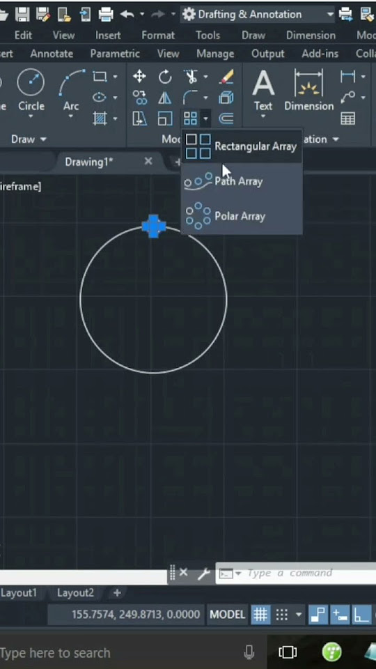 autocad circle command and polar array command #autocad #polararraycommand #autocad # ...