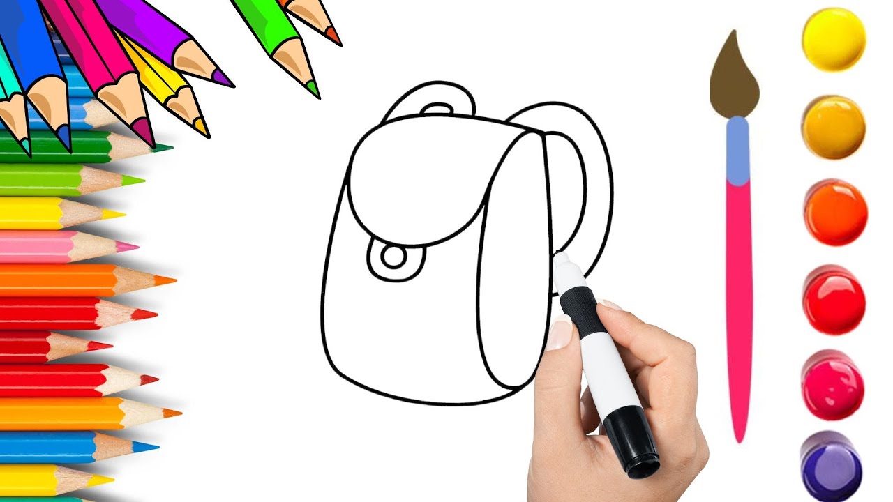 How To Draw cute School Bag 🎒🎒Drawing, Painting & Coloring For Kids and ...