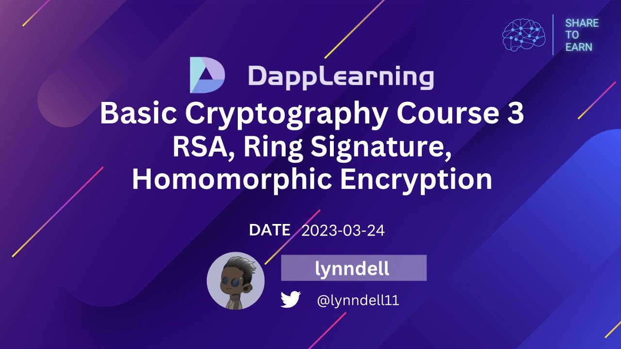 基础密码学系列课程3: RSA、环签名、同态加密-p2 - YouTube