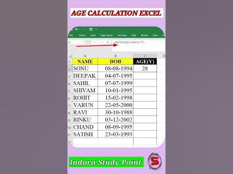 Age Calculate In Ms Excel | Datedif Formula In Excel #excel #shorts #exceltutorial - YouTube