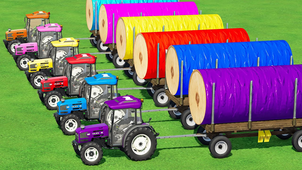 KING OF TRACTORS! TRANSPORT GIANT PALM TREE LOG ON FLATBED TRAILER w ...