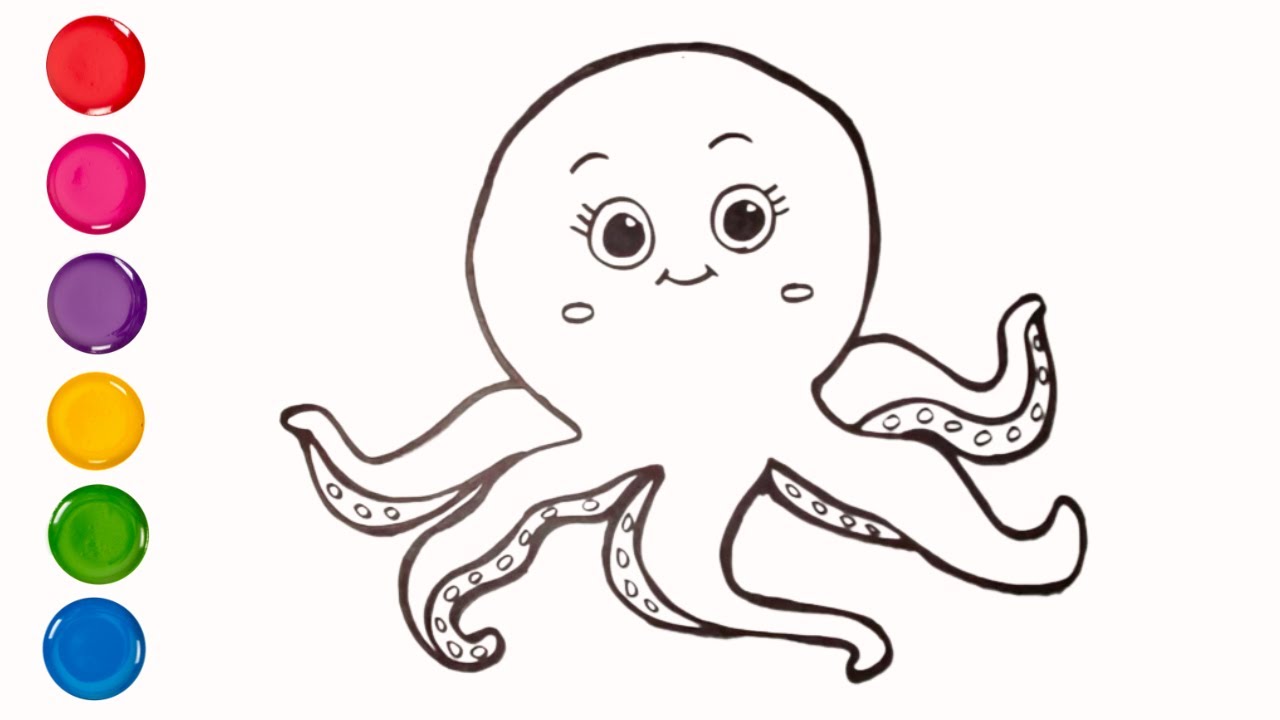 How to Draw and Color Octopus | Drawing & Coloring for Toddlers | Easy ...