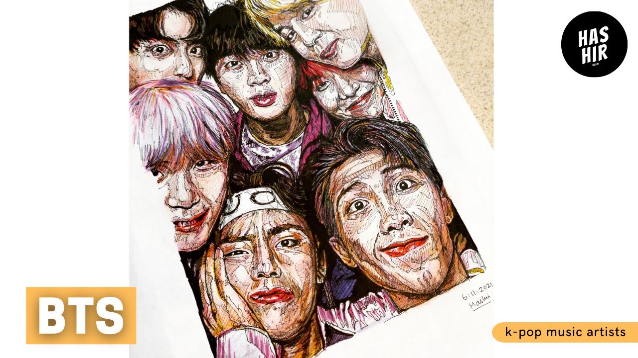 BTS 방탄소년단 | K-pop Boy Band (Time Lapse Artwork/Drawing) - YouTube