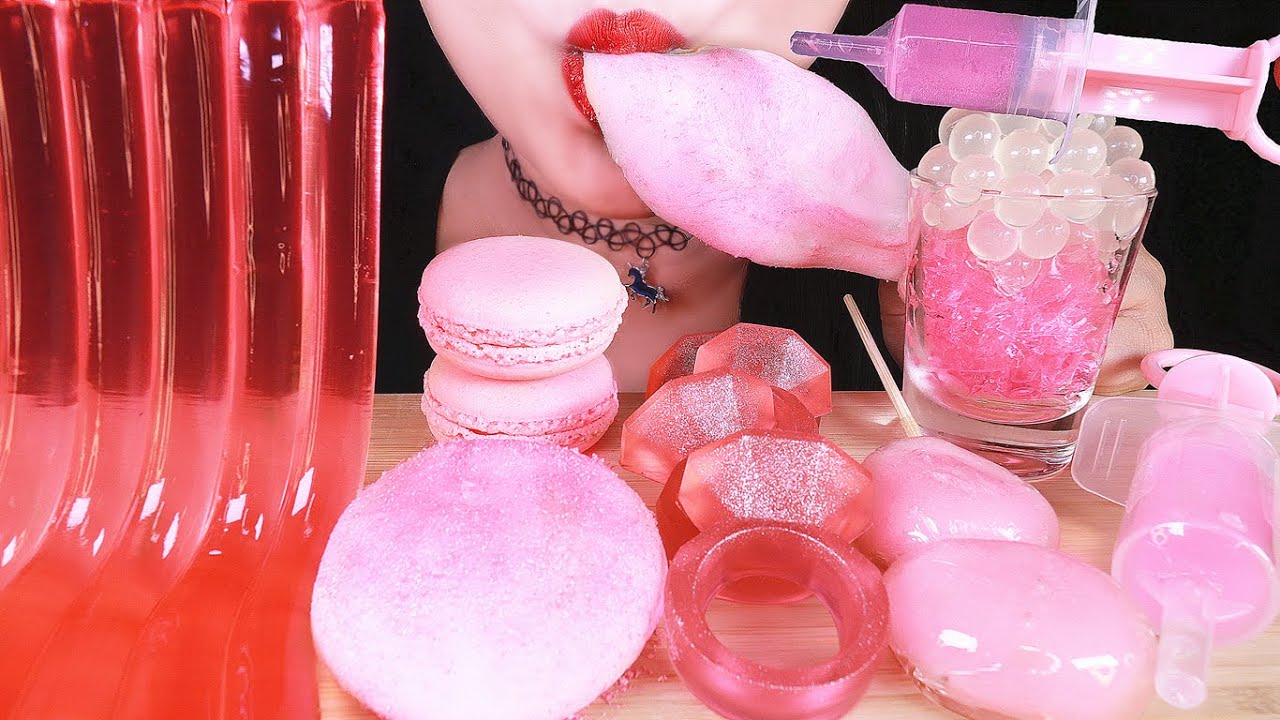 Asmr Candied Mochi Jelly Noodles Jello Shooter Macarons Gummy