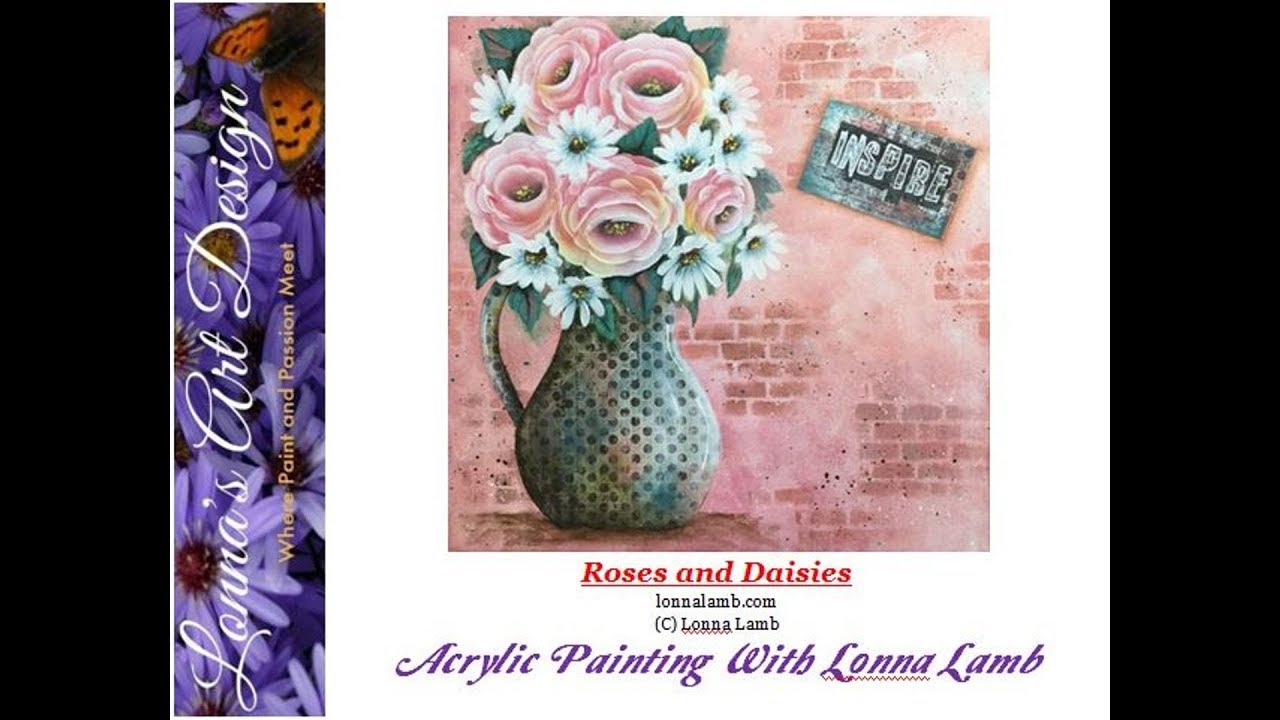 Acrylic & Tole Painting Tutorial Roses and Dasies mixed media - YouTube