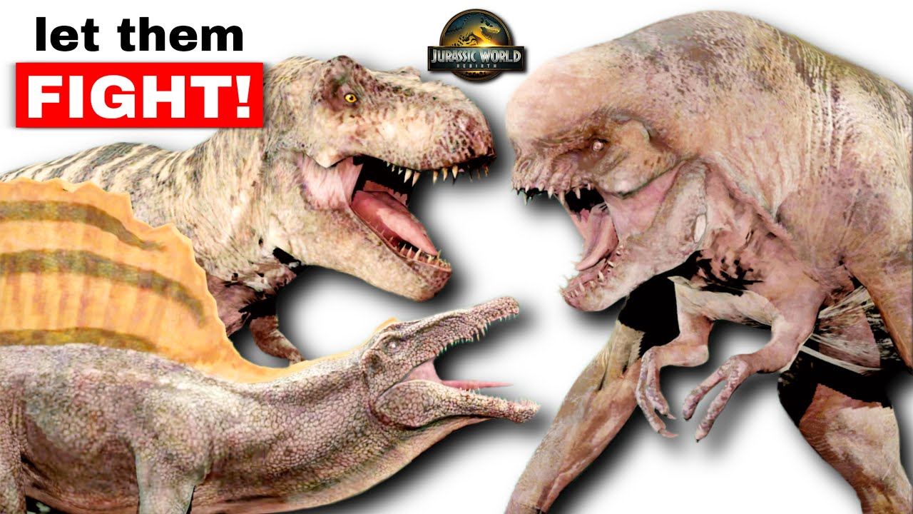 D REX Vs T REX Vs Spinosaurus | Jurassic World Rebirth x Animal Revolt ...