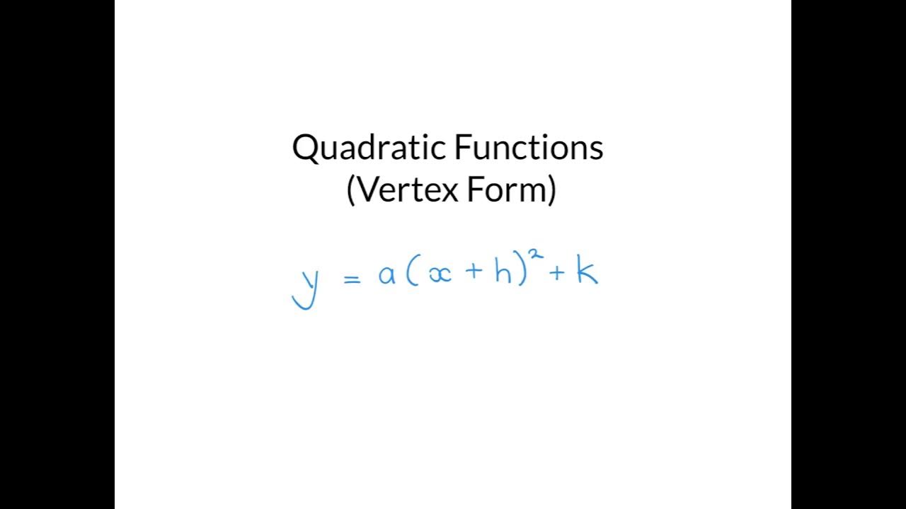 Quadratic Functions (Vertex Form) - YouTube