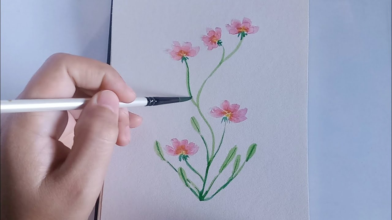 Easy watercolor Painting with random flowers 🌸🎨 - YouTube
