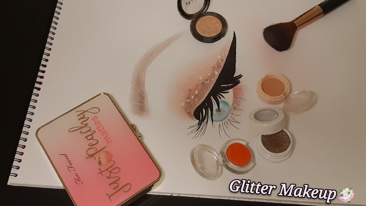 Jules.Art#8/Glitter makeup/cute flowery makeup/makeup art/easy drawing ...